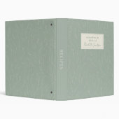Rustic Sage Green Botanical Monogram Recipe 3 Ring Binder | Zazzle