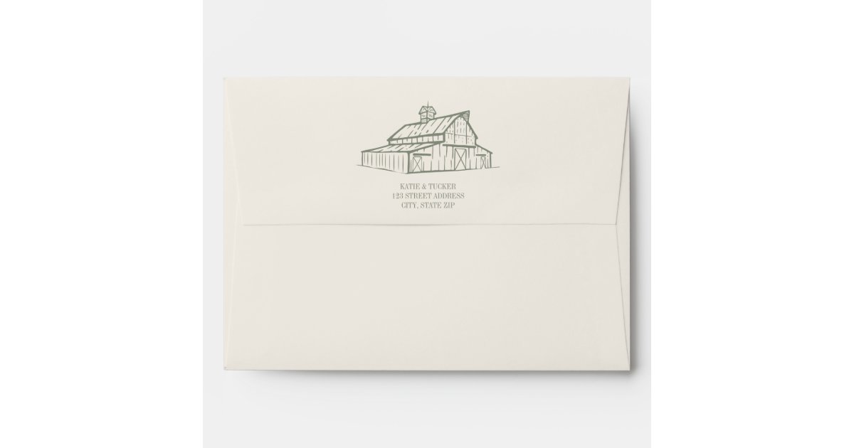 Rustic Sage Green Fall Farm Wedding Envelope | Zazzle