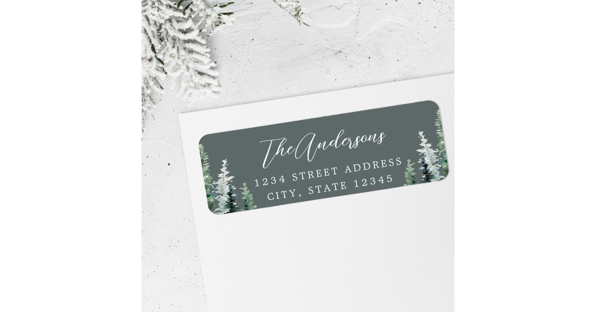 Rustic Sage Pine Forest Holiday Return Address Label | Zazzle
