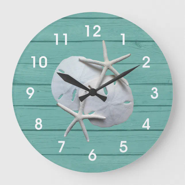 Rustic Sand Dollar Starfish Wall Clock | Zazzle