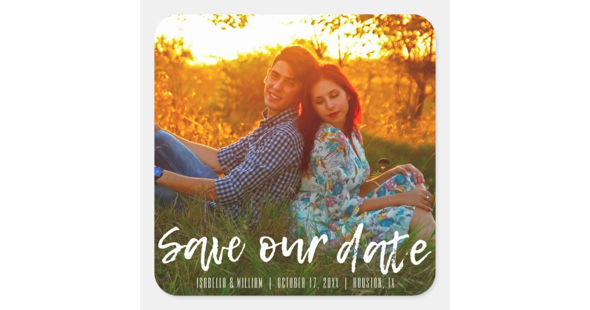 Rustic Save our Date | Save the Date Square Sticker | Zazzle