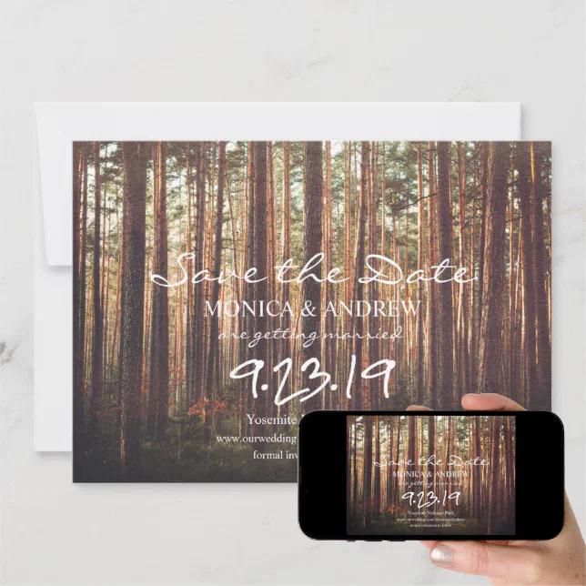 Rustic Save the Date Forest Tree Invitation | Zazzle