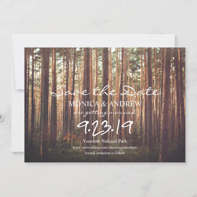 Rustic Save the Date Forest Tree Invitation | Zazzle