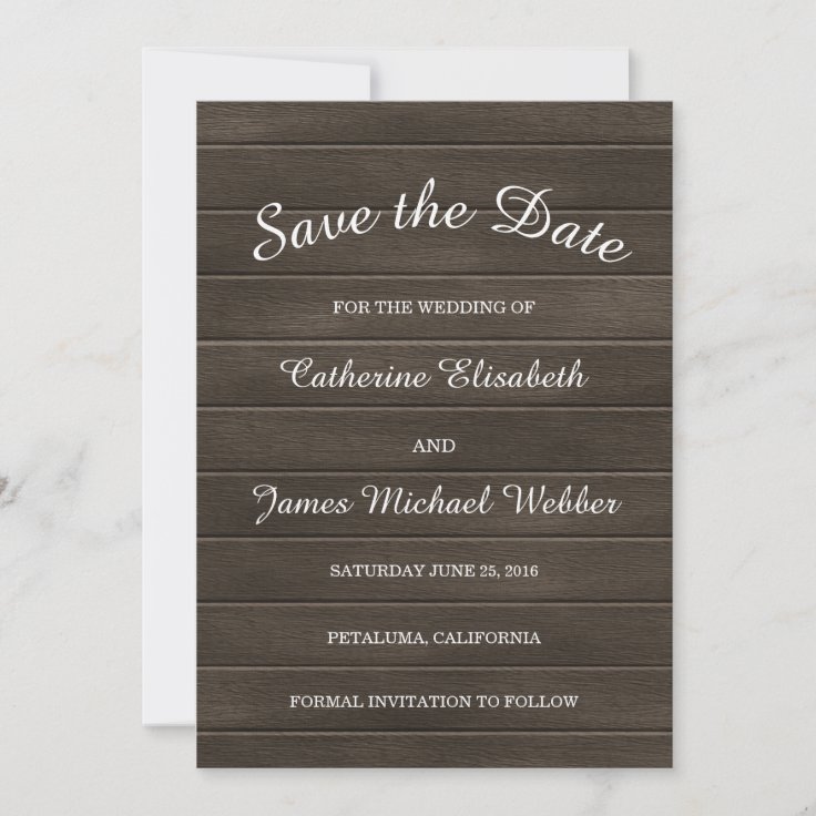 Rustic Save the Date Invitation, Wood Background | Zazzle