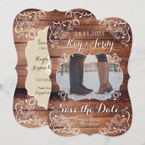 Rustic Save the Date Woodland Wedding Your Photo Invitation | Zazzle