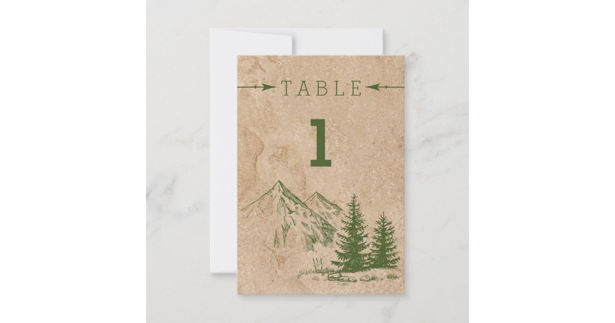 Rustic Scenic Mountain Range Wedding Table Number | Zazzle