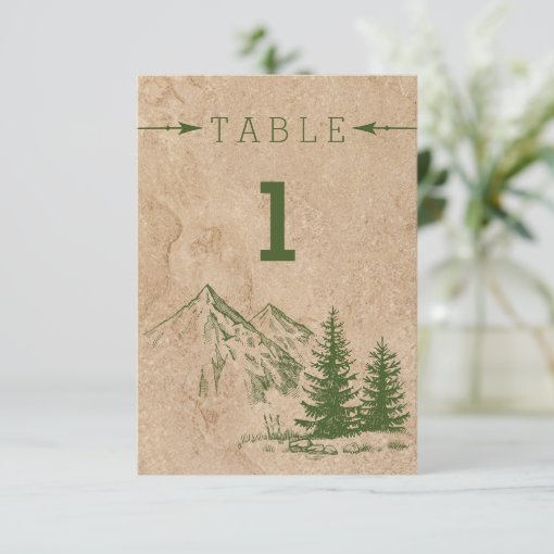 Rustic Scenic Mountain Range Wedding Table Number | Zazzle