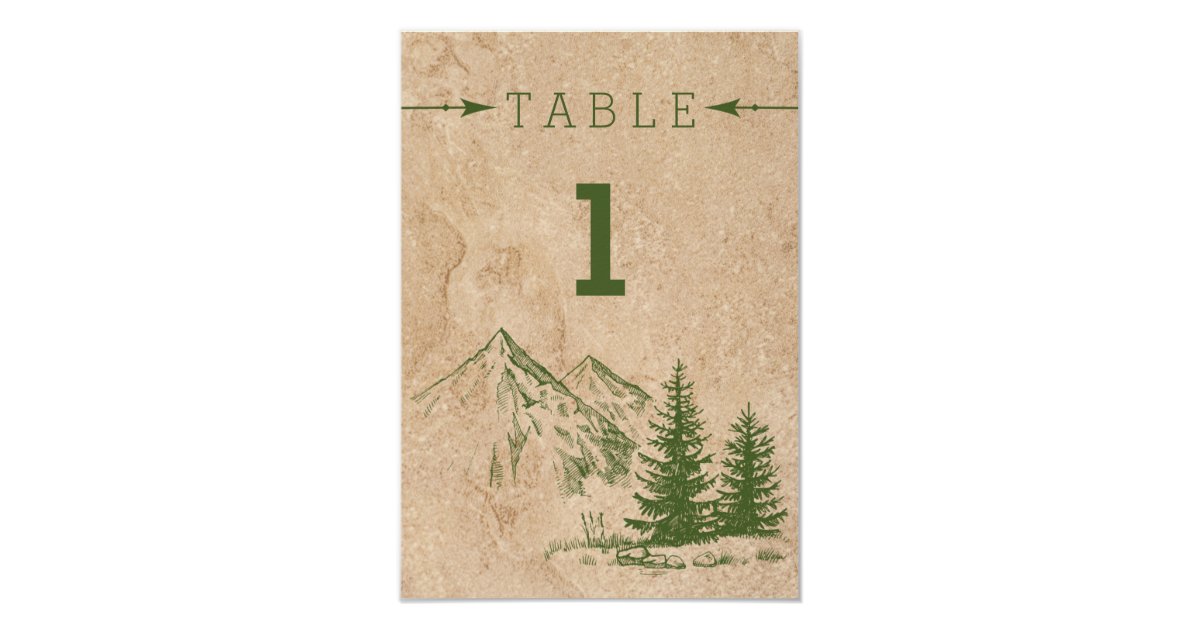 Rustic Scenic Mountain Range Wedding Table Number | Zazzle.com