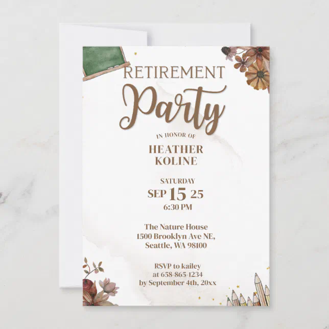 Rustic School Teacher Retirement Party Template | Zazzle