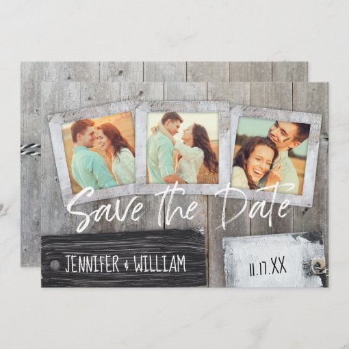 Rustic Scrapbook Photo Collage Save the Date STD Invitation | Zazzle