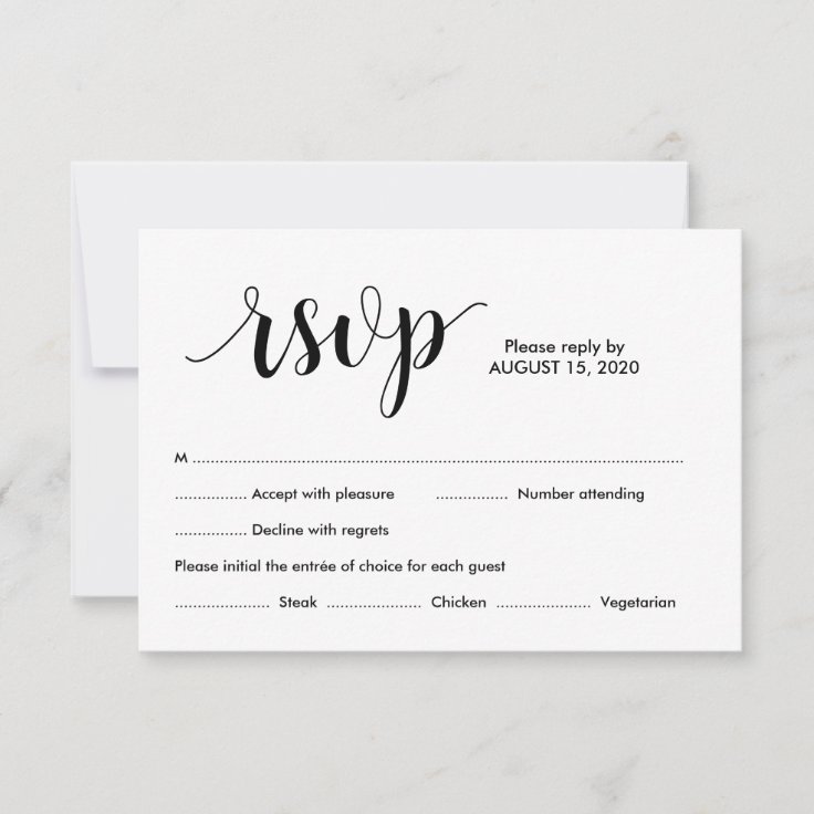 Rustic Script, Black font Color, Wedding RSVP | Zazzle