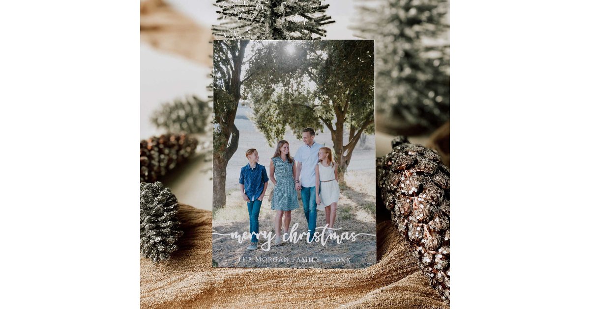 Rustic Script Christmas Photo Card | Zazzle