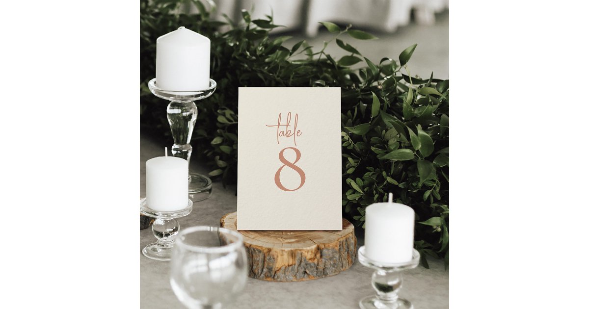 Rustic Script Cream Boho Wedding Table Number | Zazzle