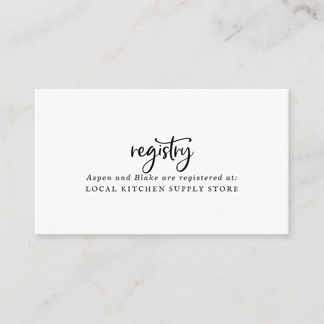 Rustic Script Gift Registry Enclosure Card | Zazzle