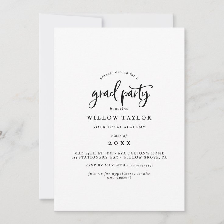 Rustic Script Grad Party Invitation | Zazzle