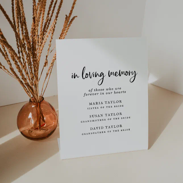 Rustic Script In Loving Memory Wedding Memorial Pedestal Sign | Zazzle