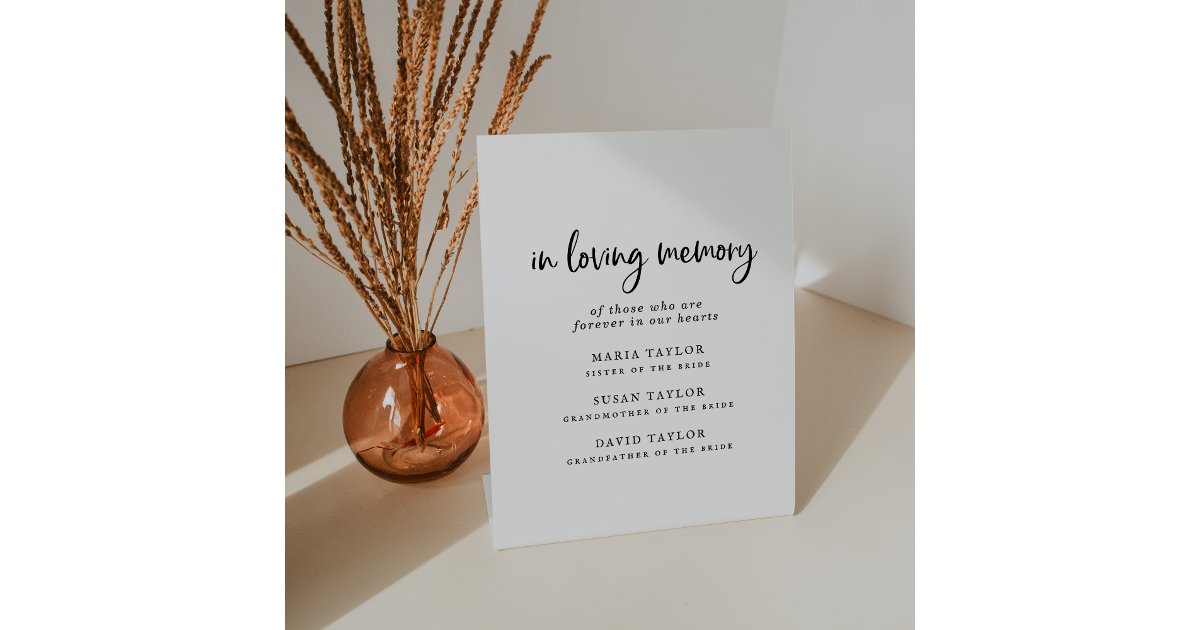 Rustic Script In Loving Memory Wedding Memorial Pedestal Sign | Zazzle