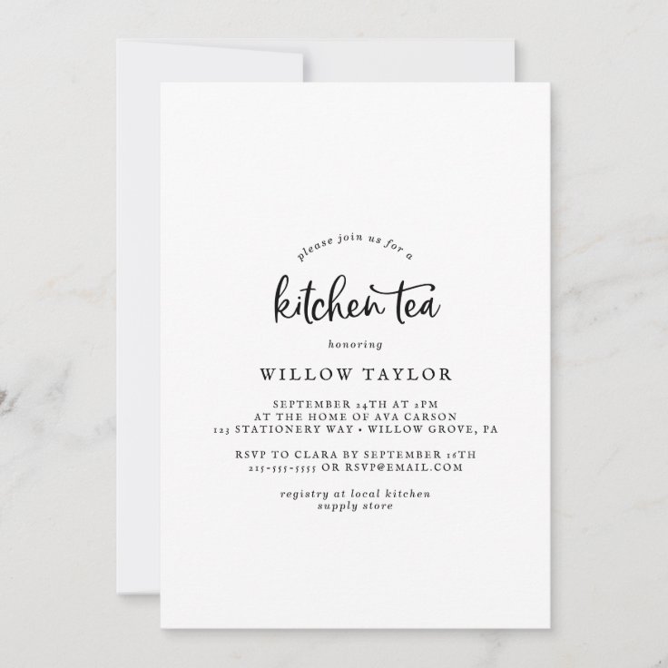 Rustic Script Kitchen Tea Invitation | Zazzle