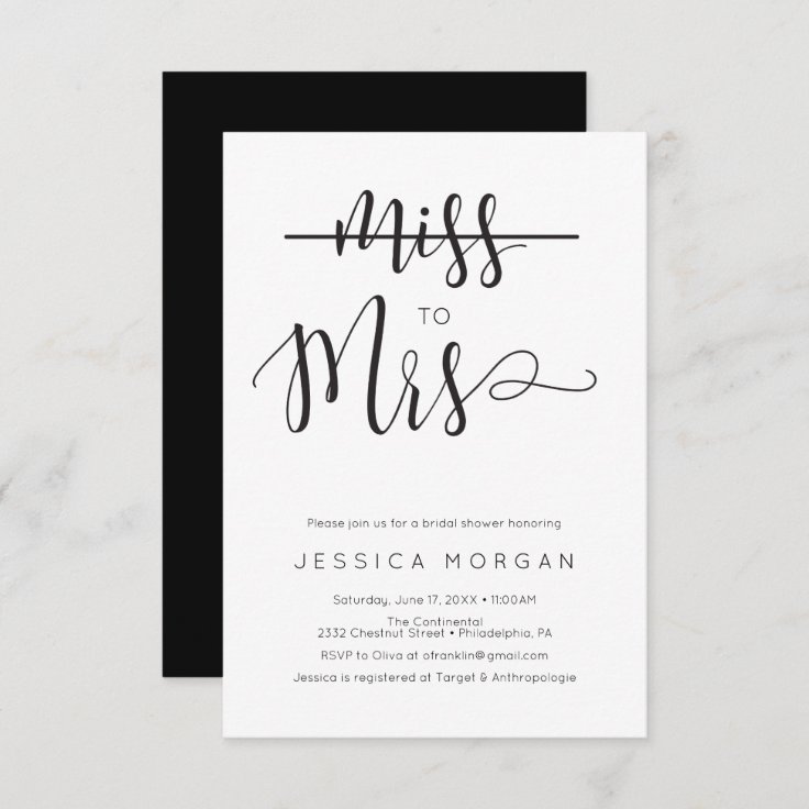 Rustic Script Miss to Mrs Bridal Shower Invite | Zazzle