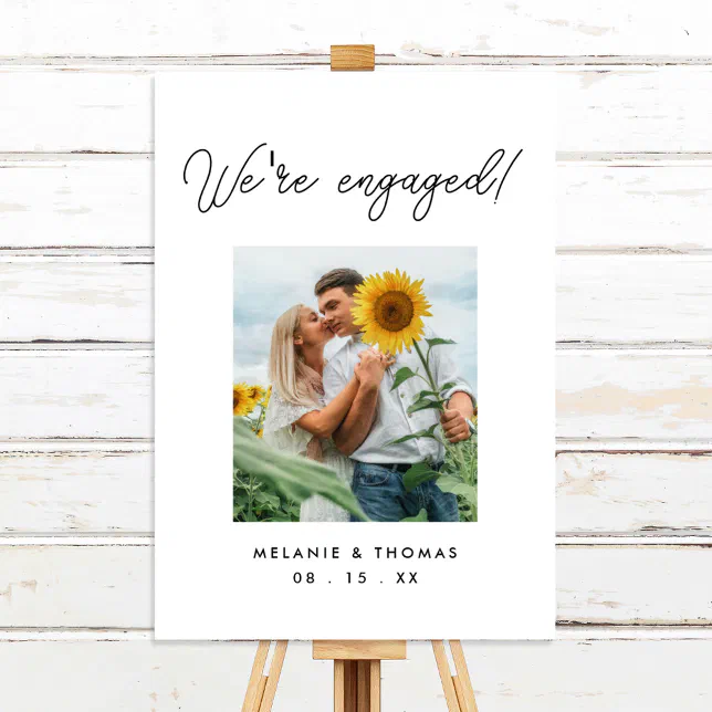 Rustic Script Photo Engagement Party Welcome Sign | Zazzle