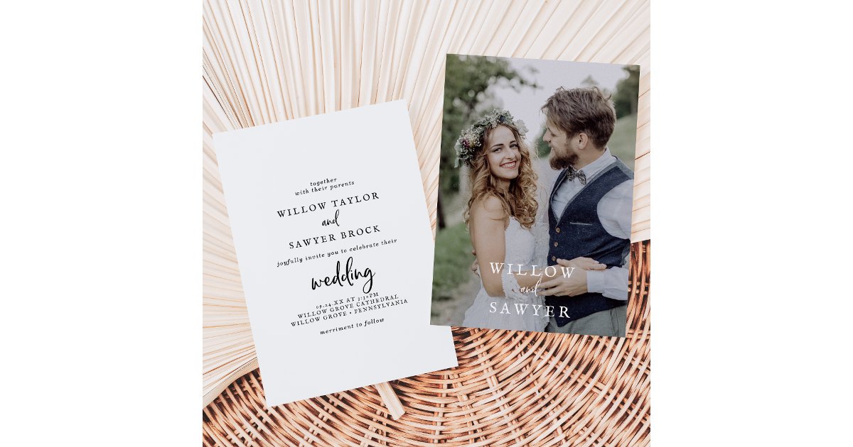 Rustic Script Photo Wedding Invitation | Zazzle