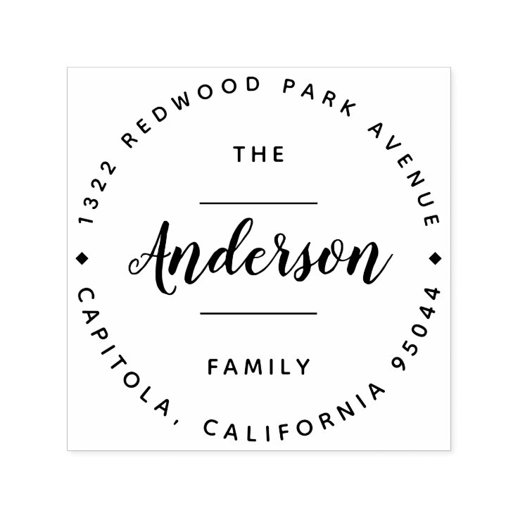 Rustic Script Round Family Name Return Address Self-inking Stamp | Zazzle