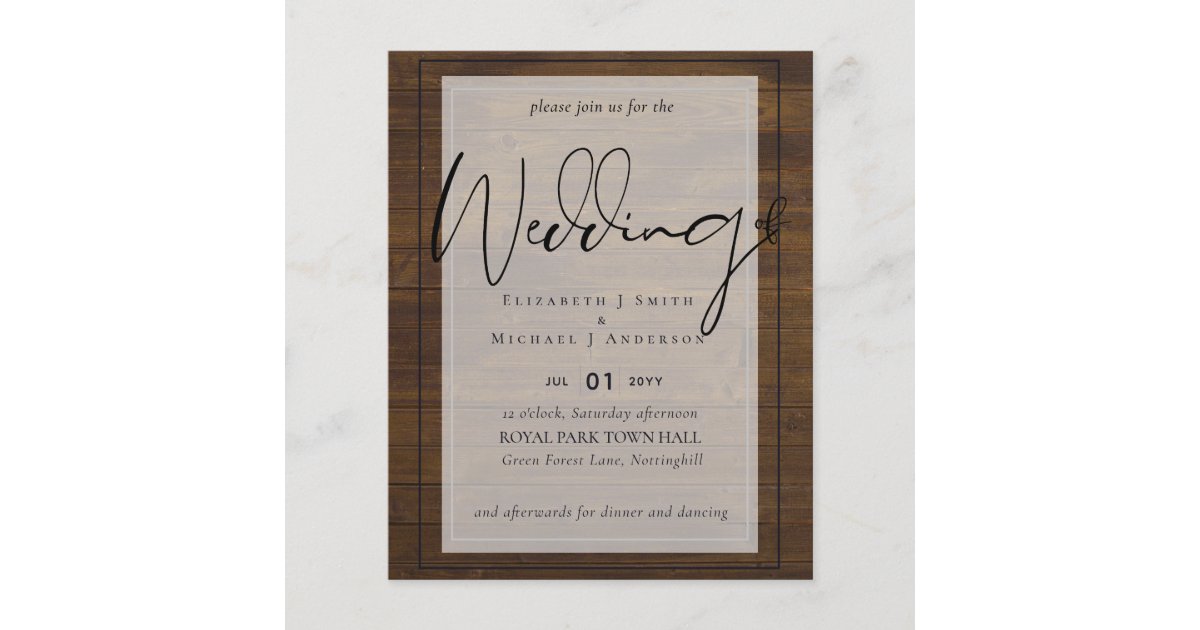 Rustic Script Typography Budget Wedding | Zazzle
