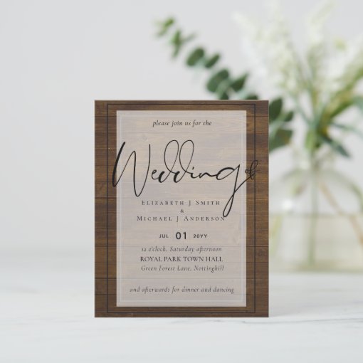 Rustic Script Typography Budget Wedding | Zazzle