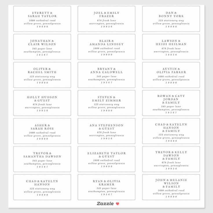 Rustic Script Wedding Guest Address Labels | Zazzle