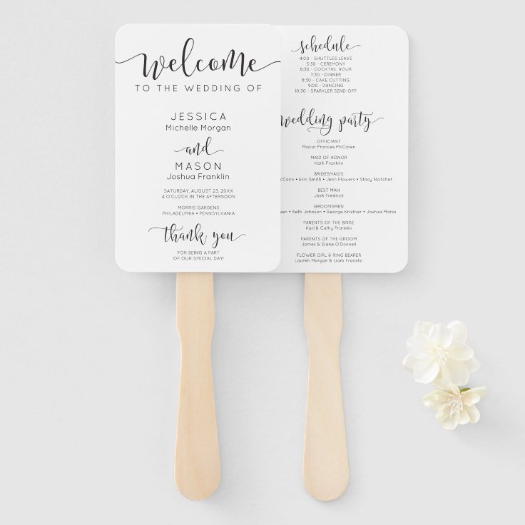 Rustic Script Wedding Program Fan Schedule | Zazzle