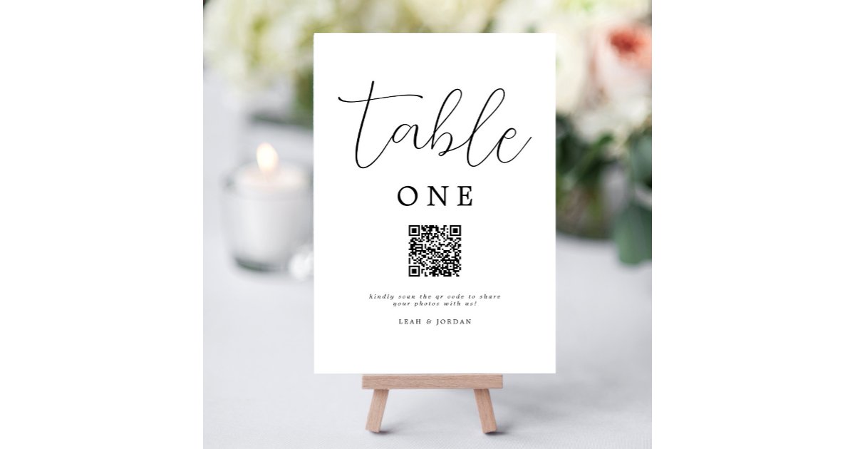 Rustic Script Wedding QR Code Table Number | Zazzle