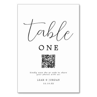 Rustic Script Wedding QR Code Table Number | Zazzle