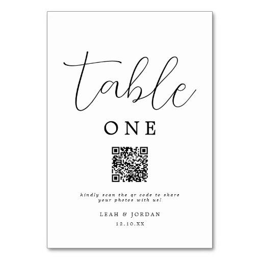 Rustic Script Wedding QR Code Table Number | Zazzle