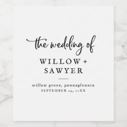 Rustic Script Wedding Wine Label | Zazzle