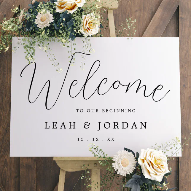 Rustic Script Welcome To Our Beginning Wedding Foam Board | Zazzle