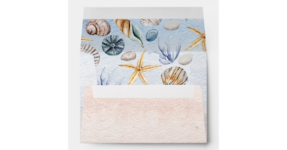 Rustic Seashells Ocean Sea Summer Beach Wedding Envelope | Zazzle