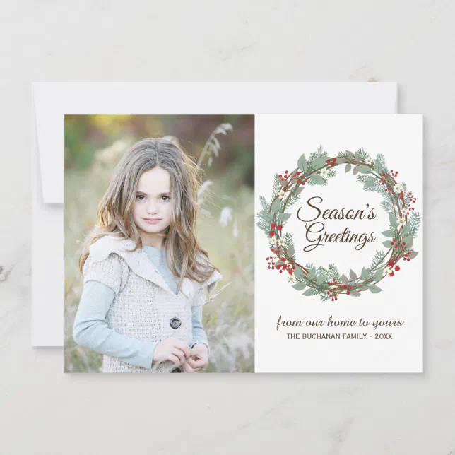 Rustic Season's Greetings Holiday Photo Cards | Zazzle