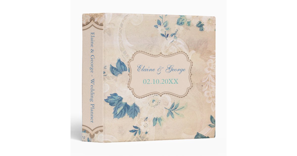 Rustic Shabby Chic Blue Vintage Wedding Planner 3 Ring Binder | Zazzle