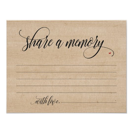 Rustic Share A Memory Sympathy, Memorial Note Card | Zazzle.com