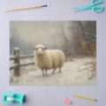 Rustic Sheep Winter Landscape Decoupage Tissue Paper | Zazzle
