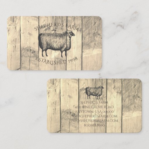 Rustic Shiplap Sheep Barn Wood Custom Farm Logo Business Card | Zazzle
