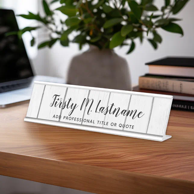 Rustic Shiplap Wood - area for name and quote Desk Name Plate | Zazzle