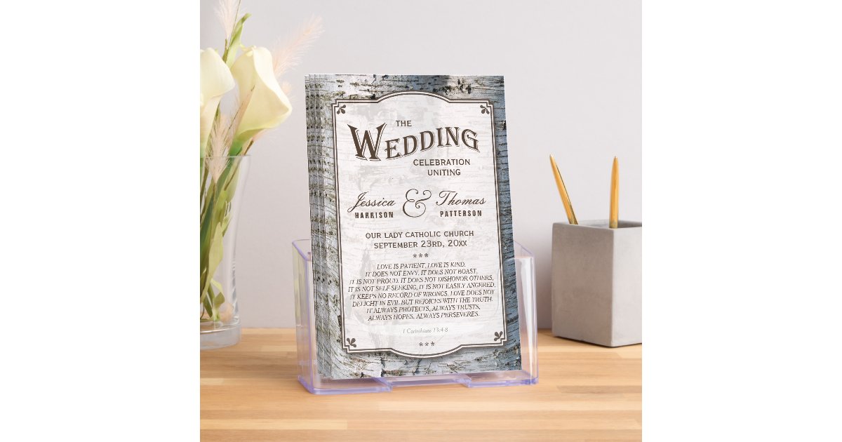 Rustic Silver Birch Tree Wedding Program Brochure | Zazzle