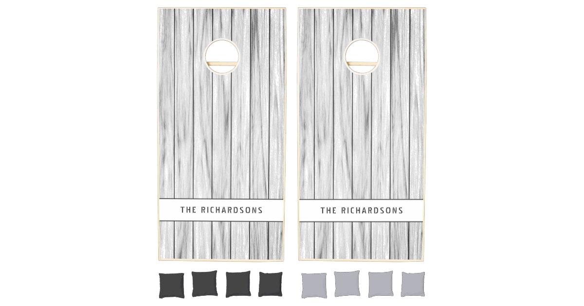 Rustic Silver Gray White Wood Custom Cornhole Set | Zazzle