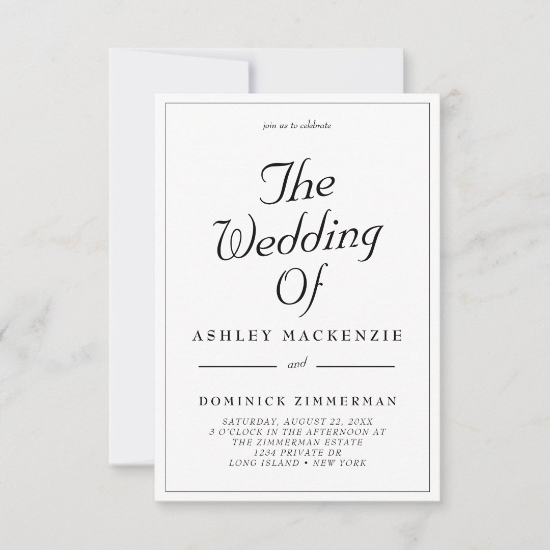 Rustic Simple Border All In One Wedding Invitation | Zazzle