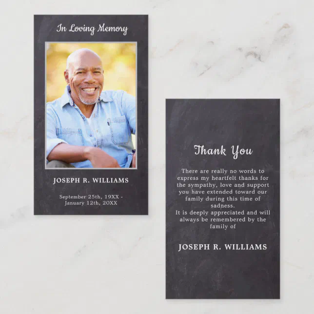 Rustic Simple Memorial Photo Funeral Thank You Note Card | Zazzle