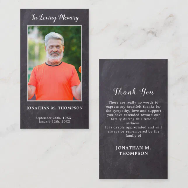 Rustic Simple Photo Memorial Funeral Thank You Note Card | Zazzle