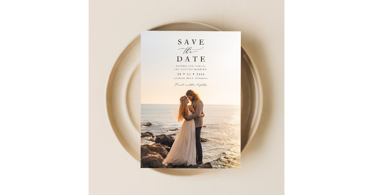 Rustic Simple Photo Wedding Save the Date Invitation | Zazzle
