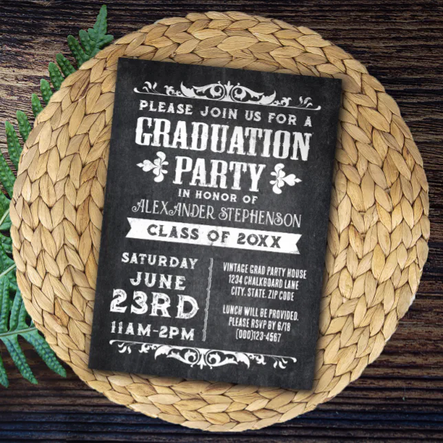 Rustic Slate Graduation Party Invitation | Zazzle
