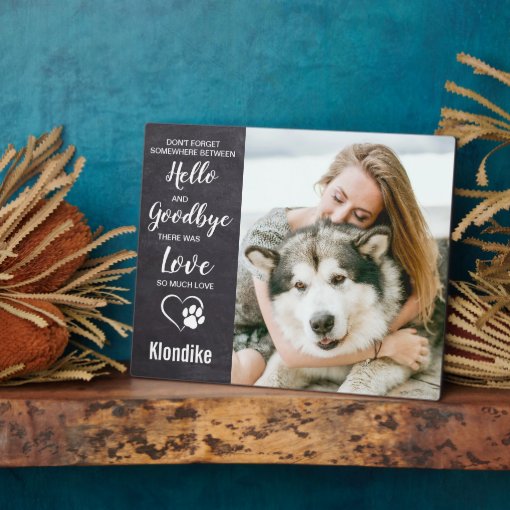 Rustic Slate Pet Loss Dog Photo Memorial Keepsake Plaque | Zazzle